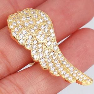 Handcrafted | Jewelry | 3ct 14k Yellow Gold Diamond Angel Wing Ring 55 ...
